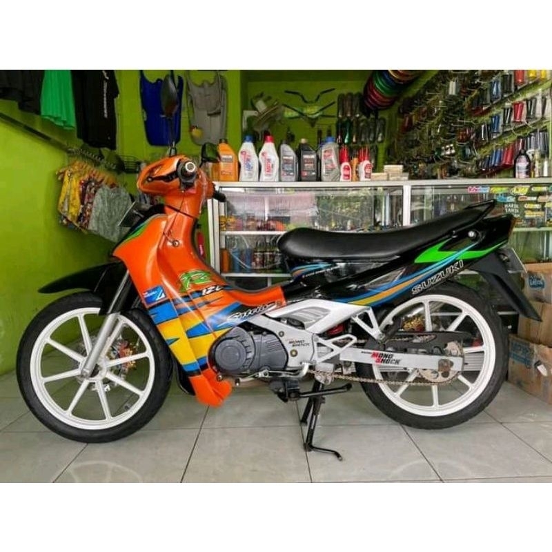 Jual Striping sticker lis standar suzuki satria r 2004 orange hitam ...