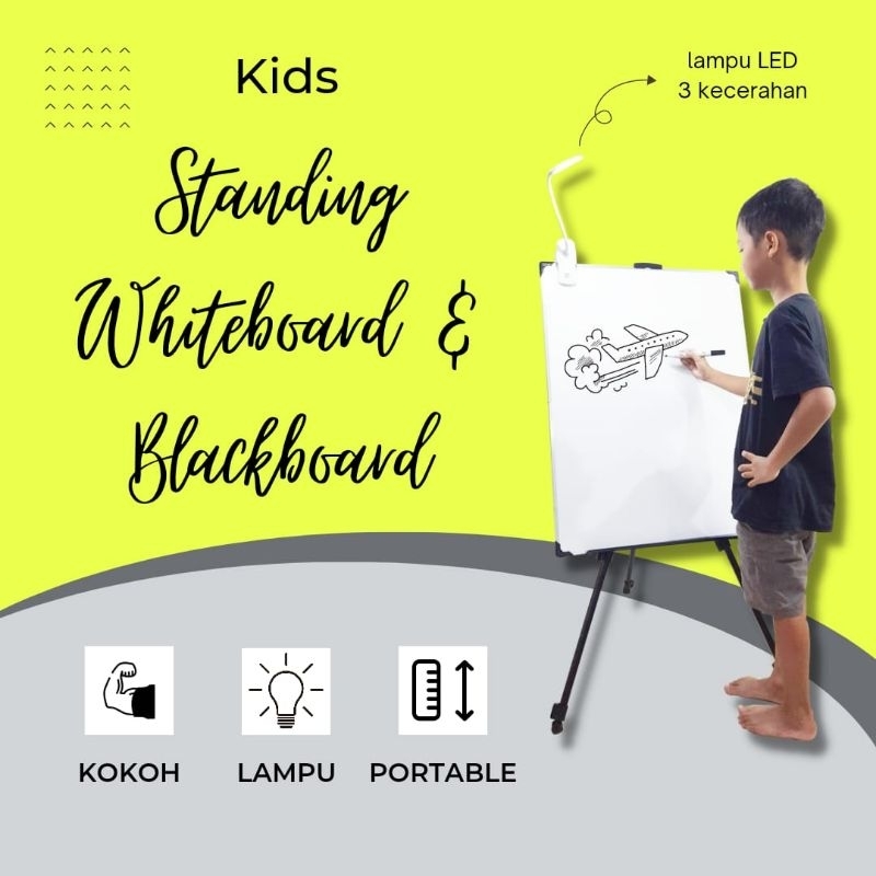 Jual SMART KIDS STANDING WHITEBOARD 2 IN 1 LED LAMP PAPAN TULIS BERDIRI ...