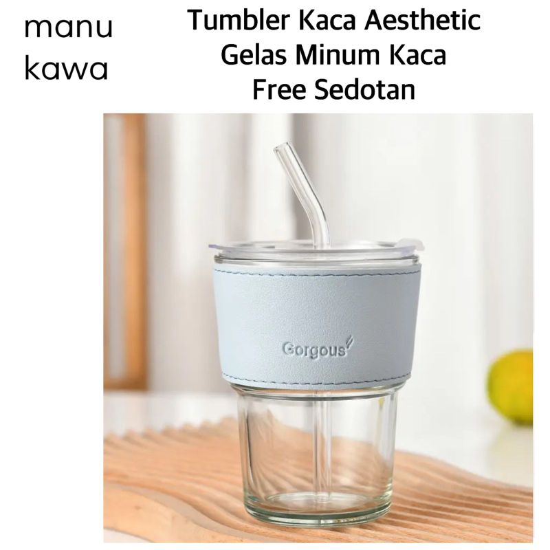 Jual Gelas Tumbler Aesthetic Gelas Minum Kaca Simple Elegan Water Bottle Cup Free Sedotan ...