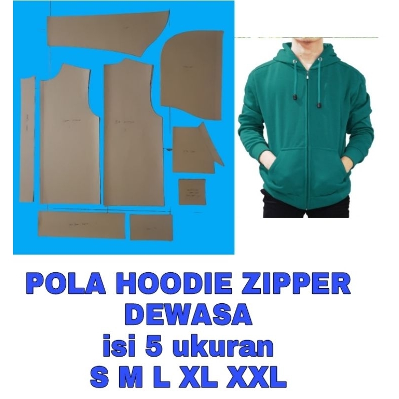Jual pola sweater hoodei zipper depan isi 5 ukuran S M L XL XXL | Shopee Indonesia