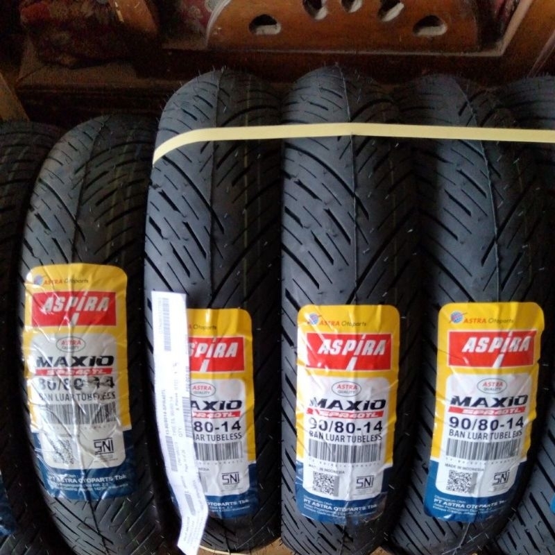 Jual BAN ASPIRA MAXIO SPR40 TL - TUBELESS (80/80/90/80/100/80/100/90/110/90) RING 14 12 BAN LUAR ...