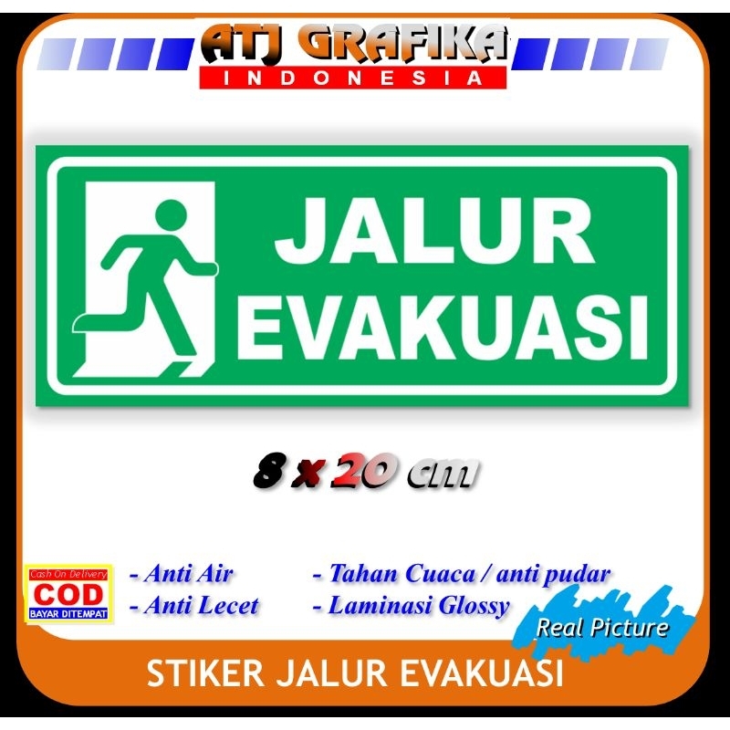 Jual Stiker jalur evakuasi sticker petunjuk keadaan darurat K3 pintu ...