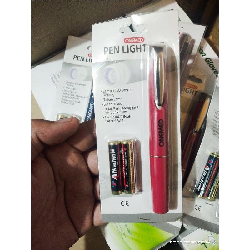 Jual Penlight LED Onemed free baterai abc alkaline 2 pcs | Shopee Indonesia
