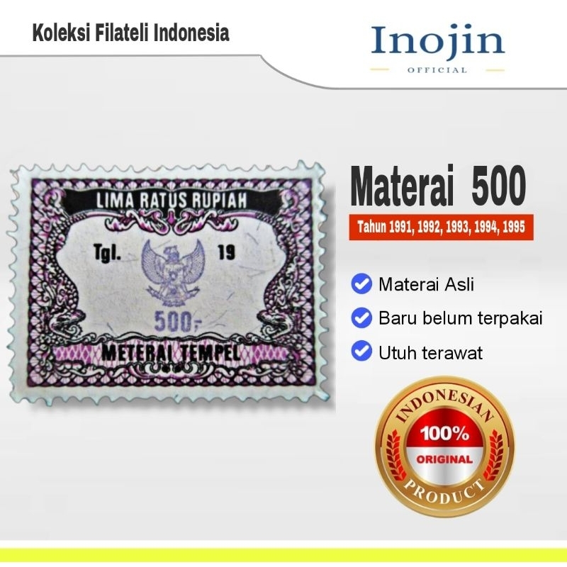 Jual Materai 500 Tahun 1991 1992 1993 1994 1995 Perangko Matrai Tempel ...