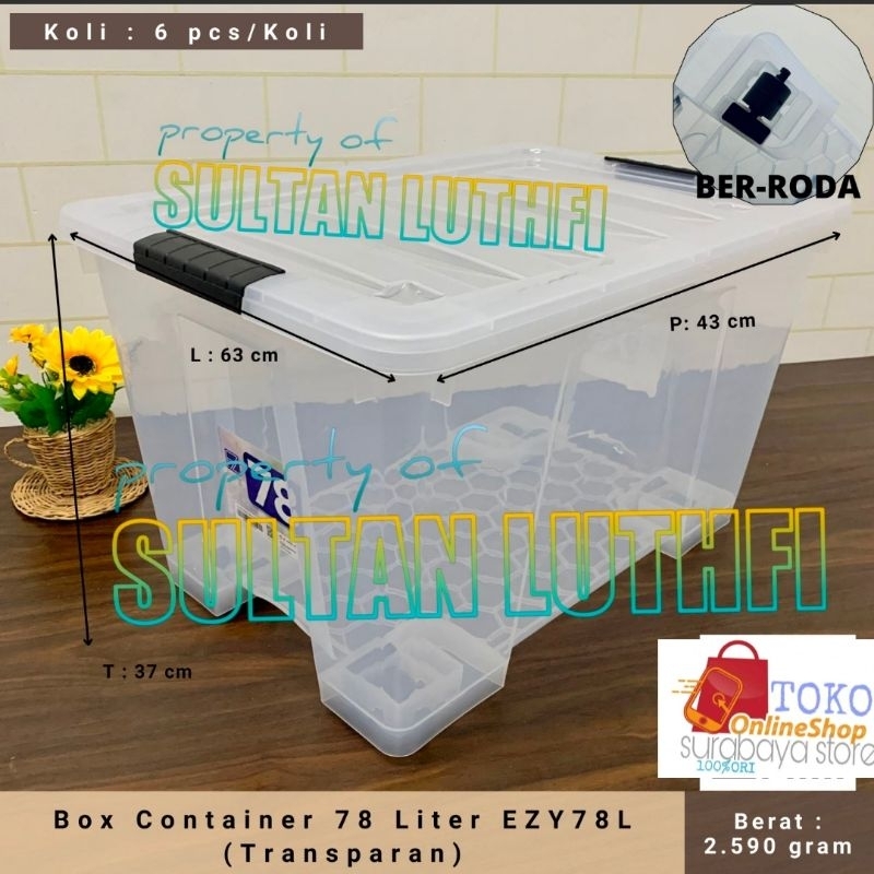 Jual box container BIGGY EZY 78 liter clear series + roda | Shopee Indonesia