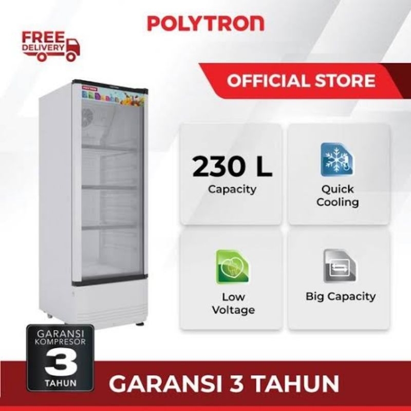 Jual SHOWCASE POLYTRON SCN 230 SCN230 KAPASITAS 180 LITER LEMARI ...