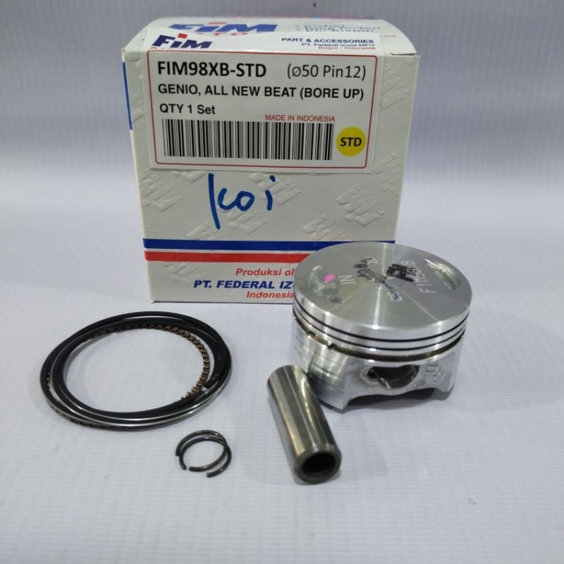 Jual PISTON KIT SET SEHER FIM 98XB BORE UP PIN 12 GENIO BEAT DELUXE ...