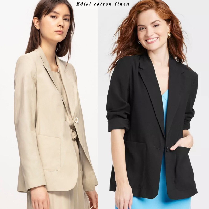 Jual Blazer Jas Wanita Bahan Katun Mix Linen Branded Original Sisa ...
