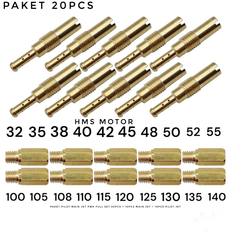 Jual (BISA COD) 20 PCS PAKET JET PWK PE FULLSET MAIN JET PILOT MAINJET SPUYER REPAIR KIT REPAR ...