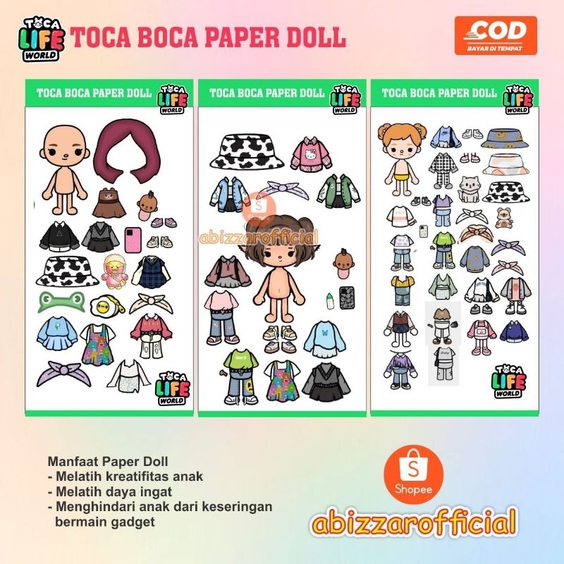 Jual BP BPAN mainan edukasi anak toca boca paper doll tempel dan ...