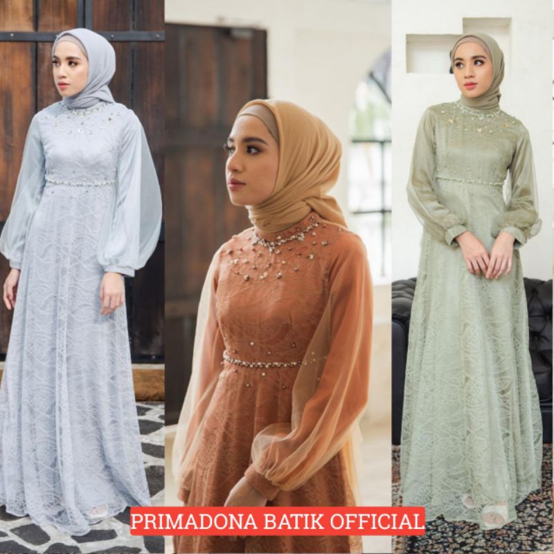 Jual TERMURAH!!! NADINE DRESS BROKAT KOMBINASI / FASHION MUSLIM WANITA / GAMIS NADINE / BISA COD ...