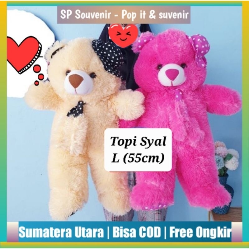 Jual Boneka Beruang Topi Syal L | Boneka Teddy Bear Topi Syal 55cm ...
