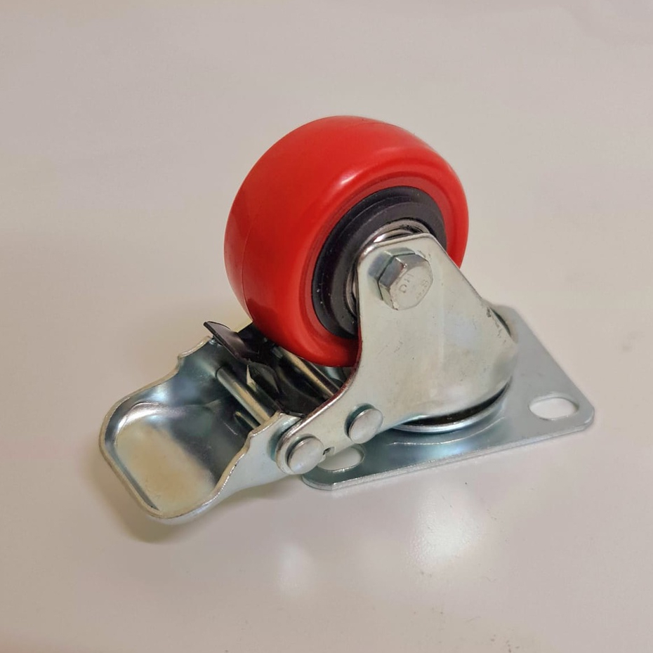 Jual Roda trolly/Rak Pu merah 2 inch (Hidup+rem) | Shopee Indonesia