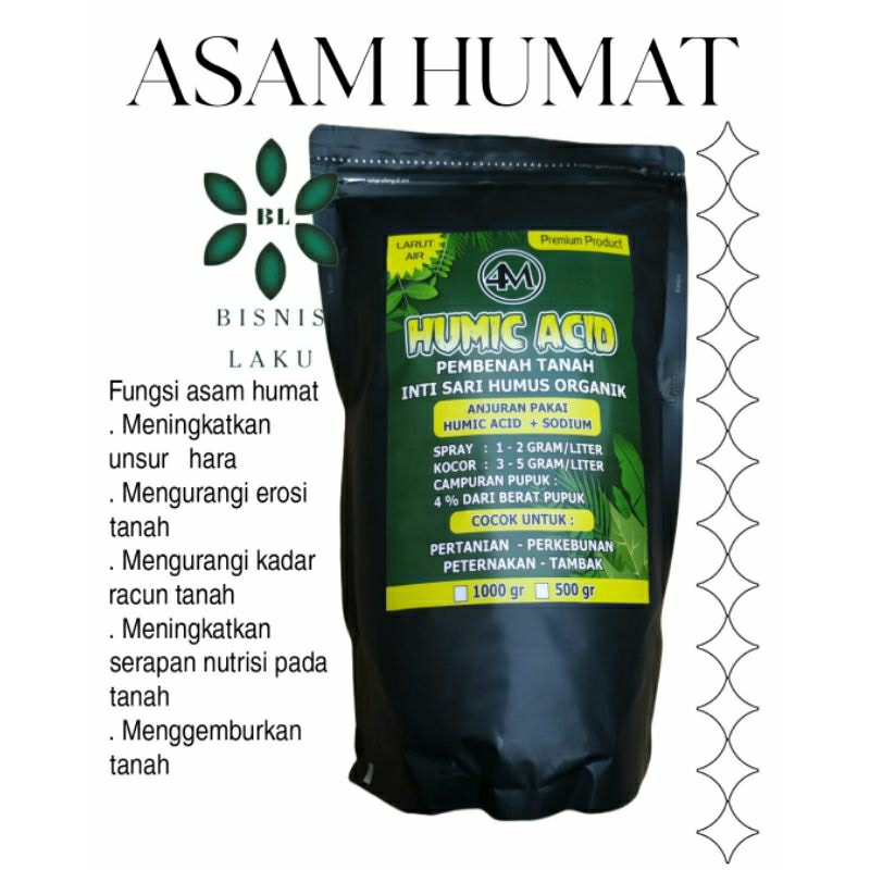 Jual Asam Humat 1kg Larut Dalam Air/ Humic Acid 90% Pembenah Tanah Pupuk Organik Penggembur ...