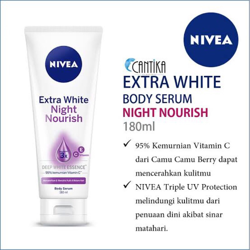 Jual Nivea Body Serum Extra White Night Nourish 180ml Shopee Indonesia