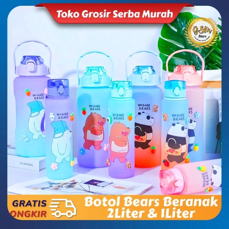 Jual BOTOL VIRAL SET 2IN1 2L & 1L BOTOL BEAR WE BARE BEARS BOTOL MINUM ...