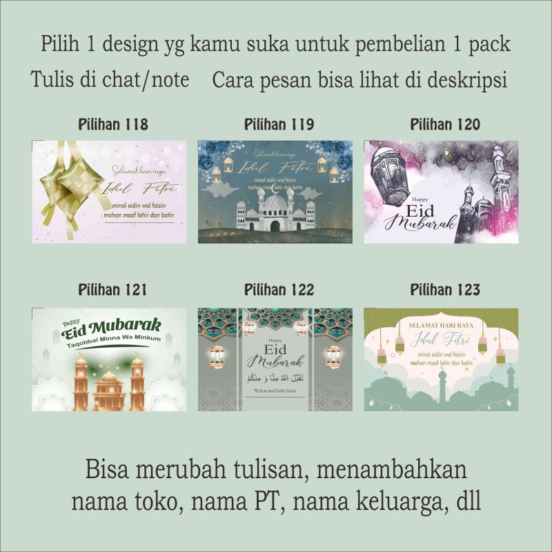 Jual Kartu parcel kartu ucapan idul fitri kartu bingkisan 25 pcs Ukuran ...