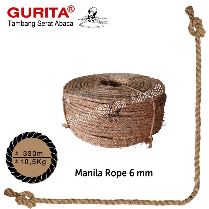 Jual Tali Tambang Tampar Rope Manila Gurita 6mm (1/4”) | Shopee Indonesia