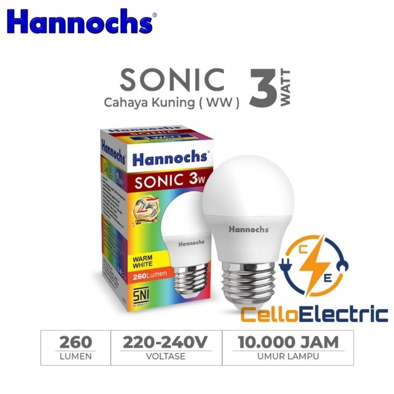 Jual Led Hannochs SONIC 3 Watt Kuning - Lampu Hannochs 3w 3 W Kuning ...