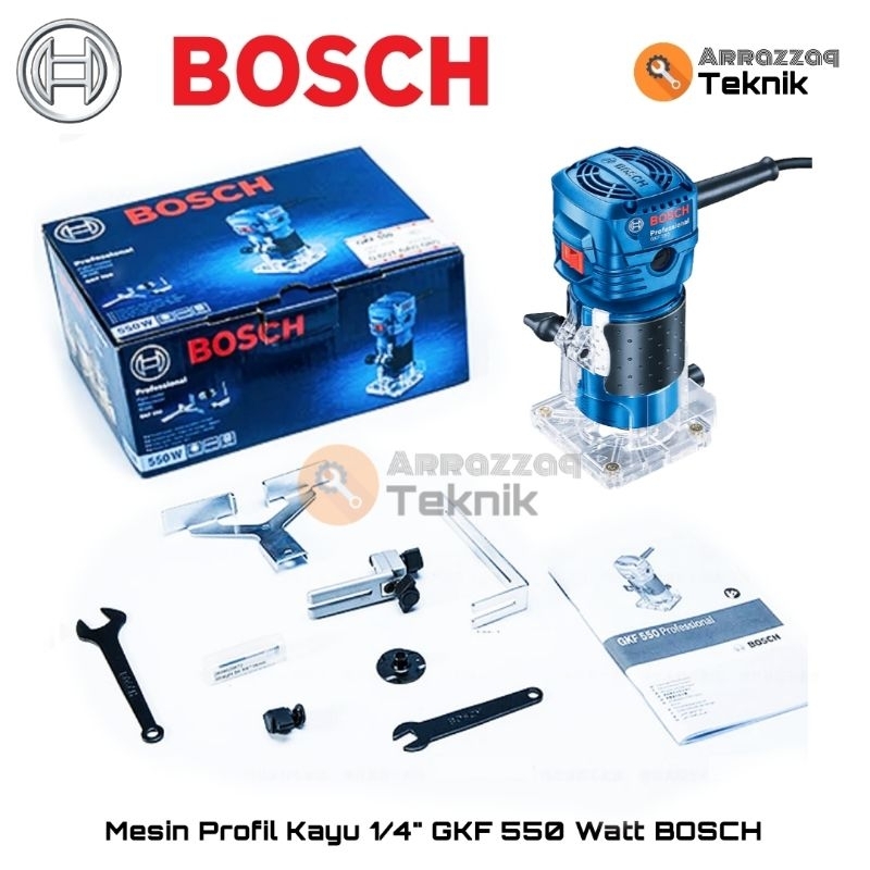Jual BOSCH Mesin Profil Kayu 1/4" GKF 550 Watt - Router Trimmer Tangan ...