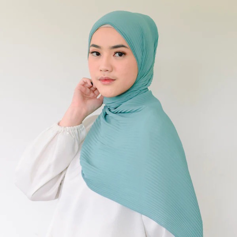 Jual pashmina plisket Biru Wardah | Shopee Indonesia