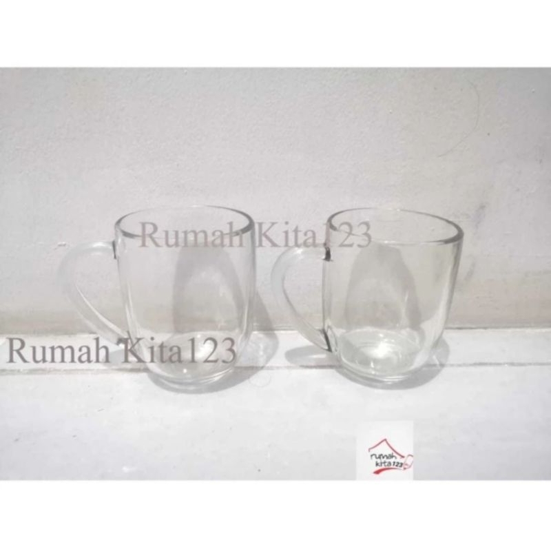 Jual (6PCS) Gelas Kaca Gelas Beling 951Gelas gagang Gelas Kopi Cangkir ...