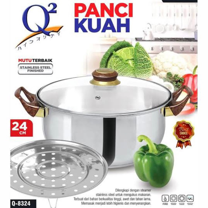 Jual Panci Kukus Serbaguna Q2 8324 Panci Kuah Q2 8222 Tutup Kaca ...
