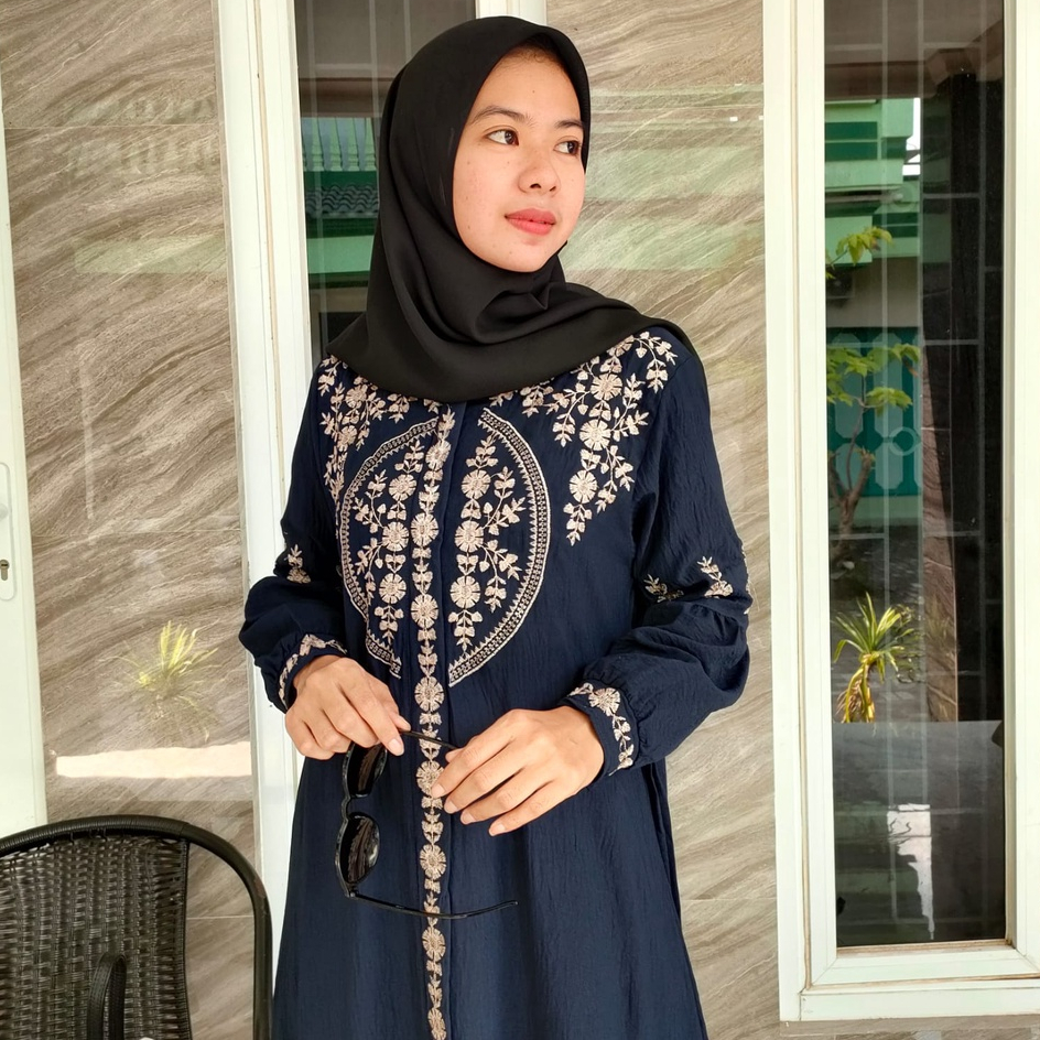 Jual Gamis Gresya Bordir Bunga Timbul Elegan Busui | Dress Kondangan ...