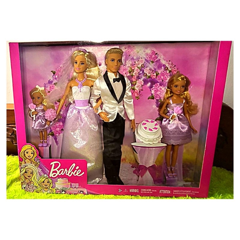 Jual Barbie Wedding Gift Set Ken Groom Stacie Chelsea 4 Dolls Mattel ...