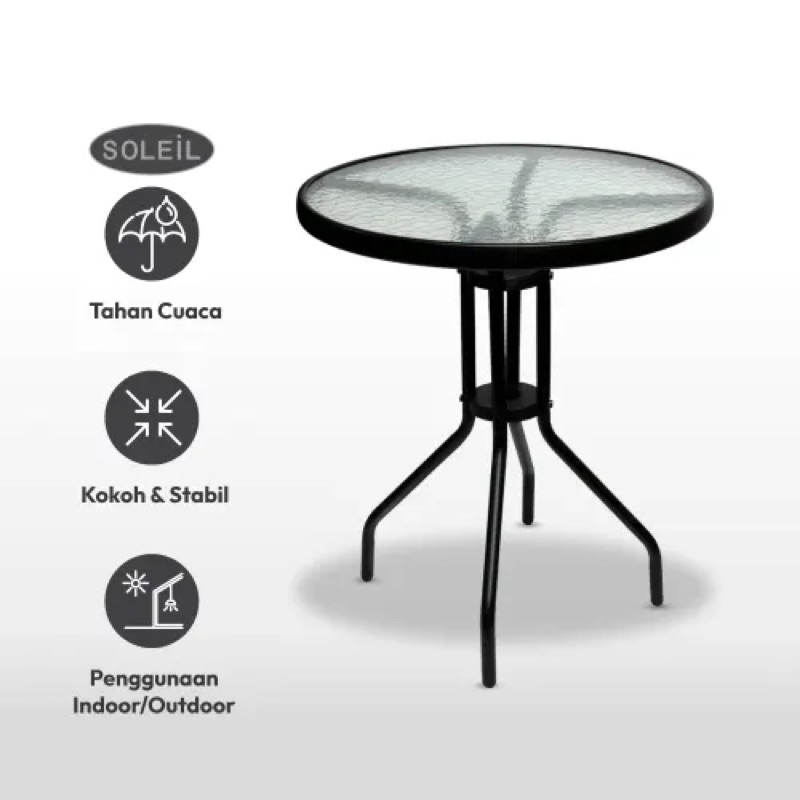 Jual meja teras minimalis 60cm , meja bulat kaca , meja kaca | Shopee ...