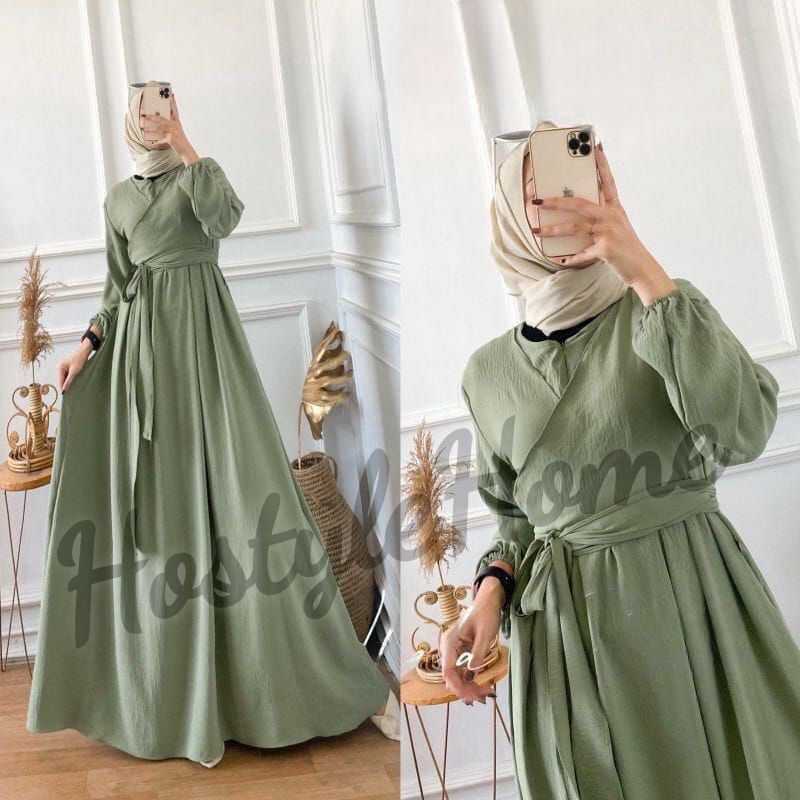 Jual ALIVA - Baju Gaun Gown Gamis BUSUI CRINKLE Maxi Maxy Dress Ukuran ...