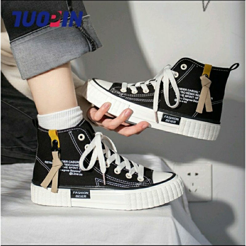 Jual Tren Terbaru: Sepatu Wanita Import Canvas Mid High Korea Style ...