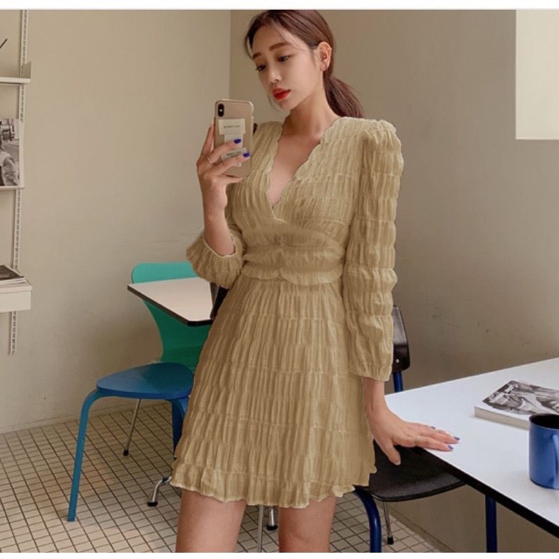 Jual Gritte Dress Korean Simple Basic Sexy Mini Dinner Acara Malam ...
