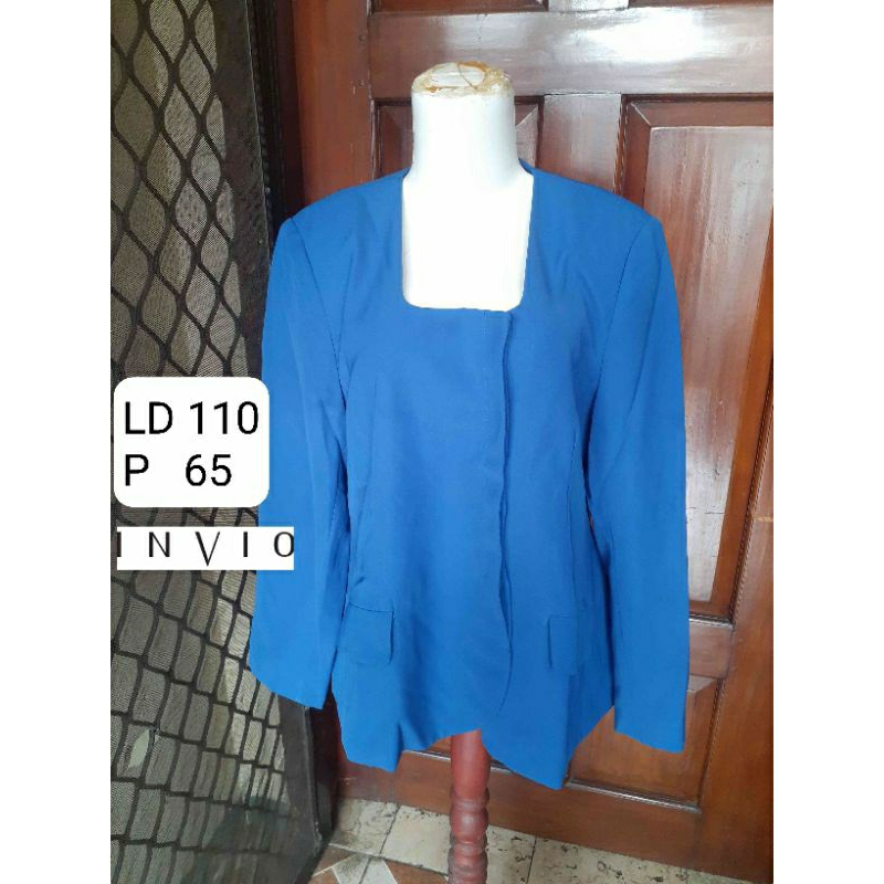 Jual Invio Electric Blue Semi Blazer Biru - preloved | Shopee Indonesia
