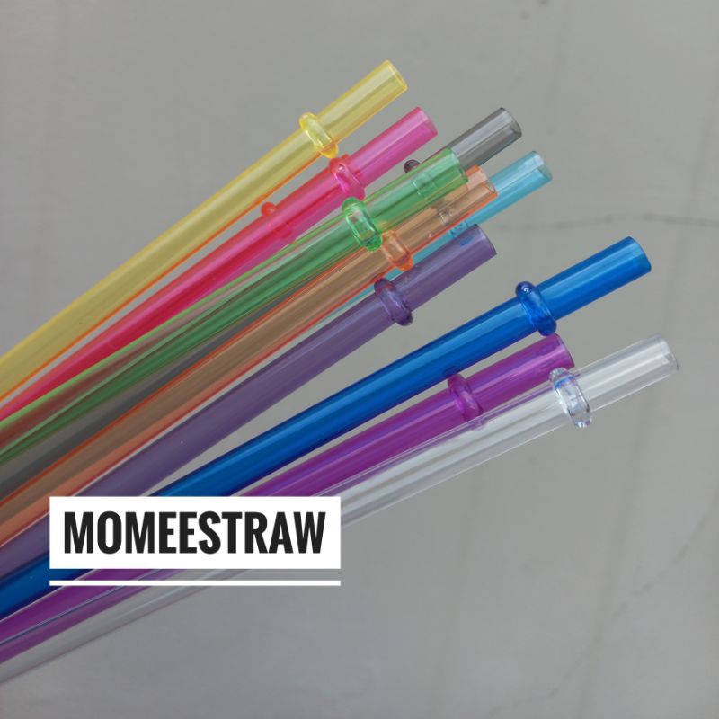 Jual (NEW) Universal Reusable Plastic Straw Transparant Hard with Ring ...