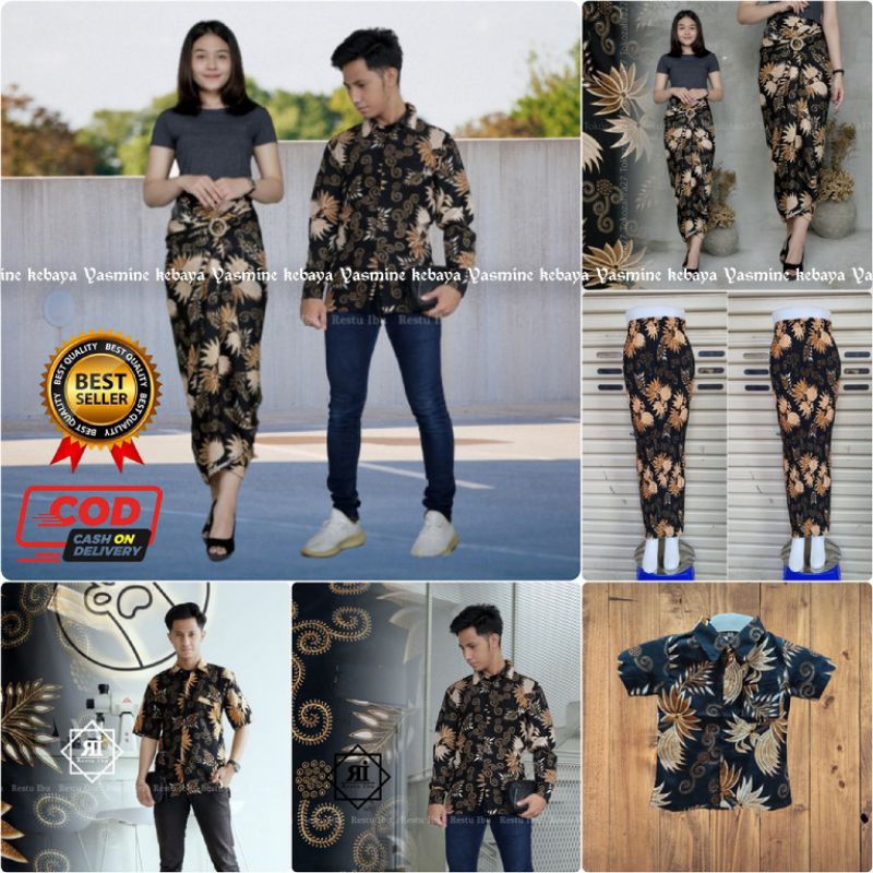 Jual Couple Rok Plisket Dan Lilit Jumbo Set Kemeja Batik Pria / Baju ...