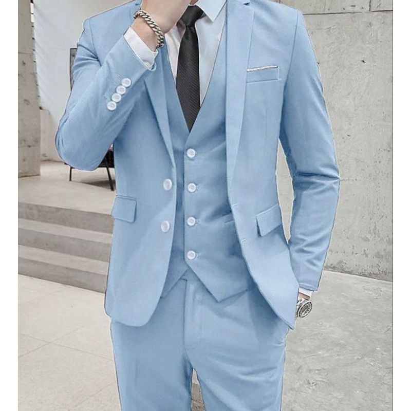 Jual Setelan Jas 3 in 1 Slimfit Jas + Rompi + Celana /Set Jas Formal | Shopee Indonesia