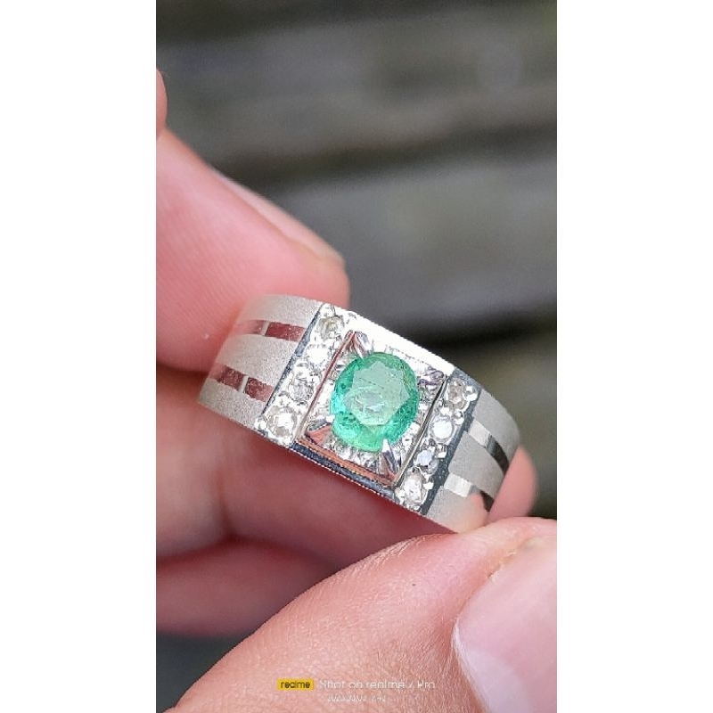 Jual natural cincin jambrut+berlian ring perak handmade minimalis ...