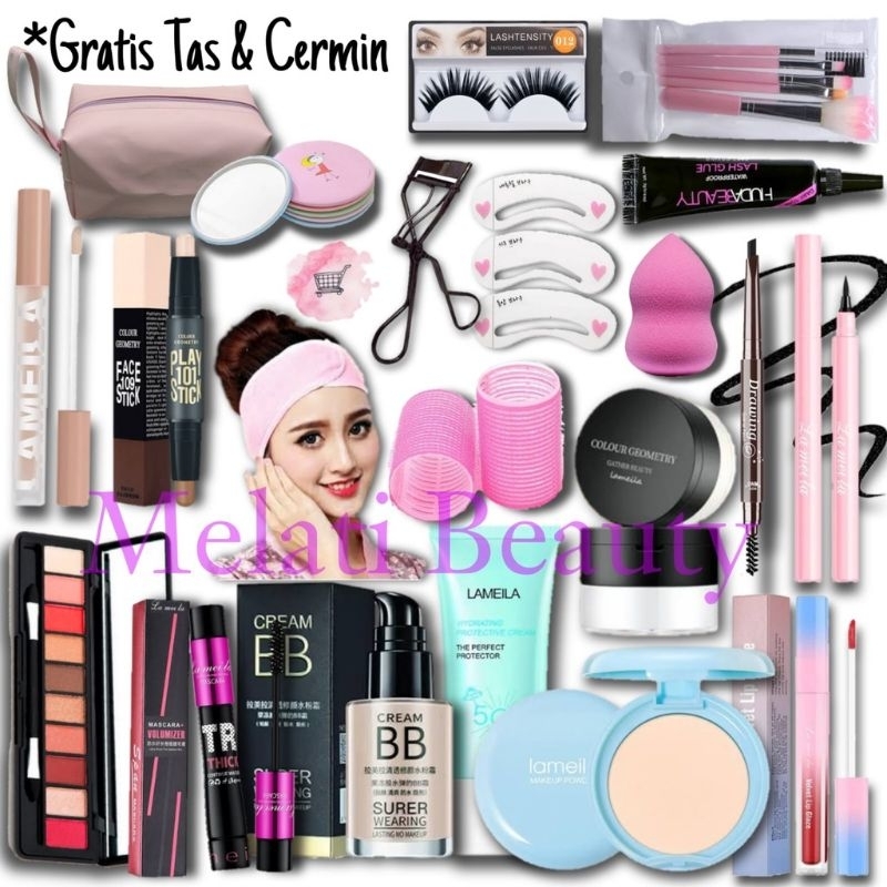 Jual SET LENGKAP ISI 18 PAKET MAKE UP LENGKAP | Shopee Indonesia