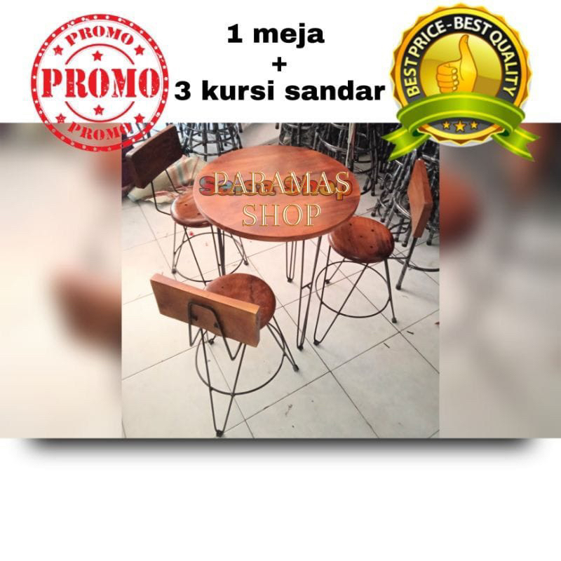 Jual Meja Cafe Bulat Aesthetic Meja Coffe Shop Set (1Meja & 3Kursi ...