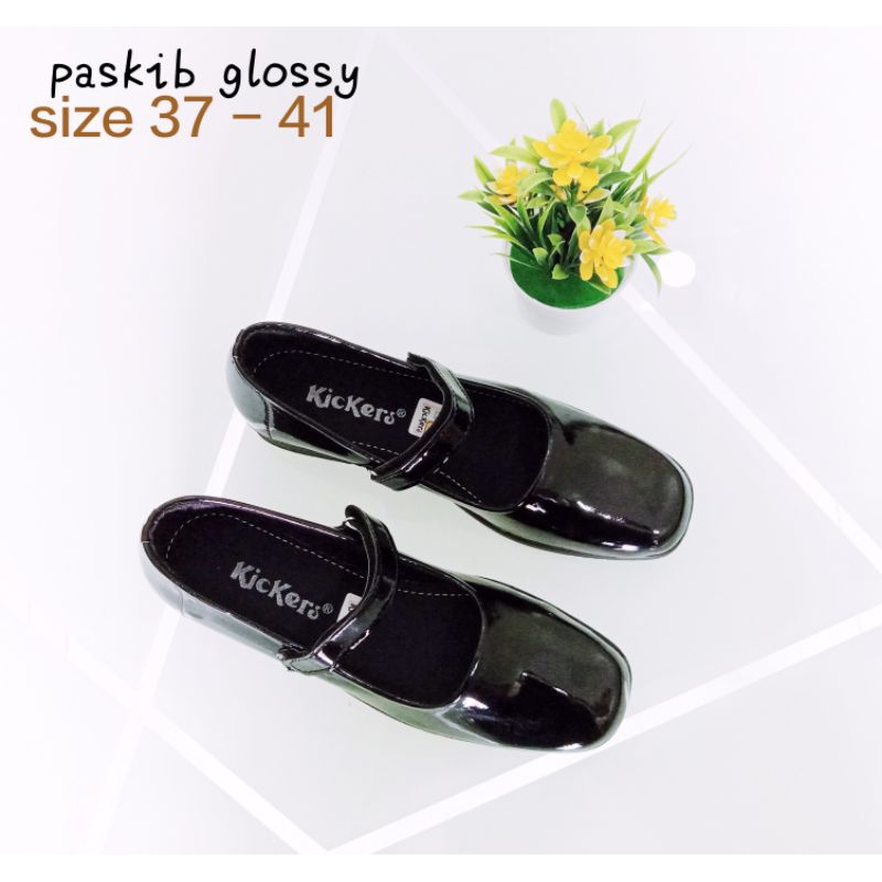 Jual SEPATU PANTOFEL KERJA WANITA PASKIB LOW HEELS HITAM HAK TAHU KOTAK ...