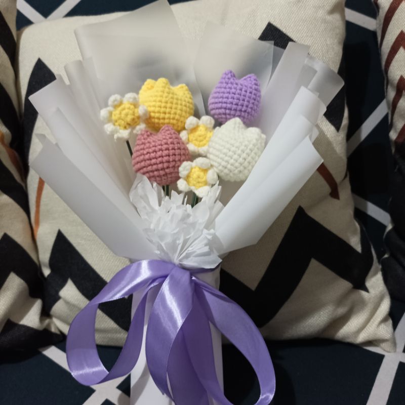Jual Custom Bouquet Flowers | Buket Bunga Rajut Custom Order | Gambar ...