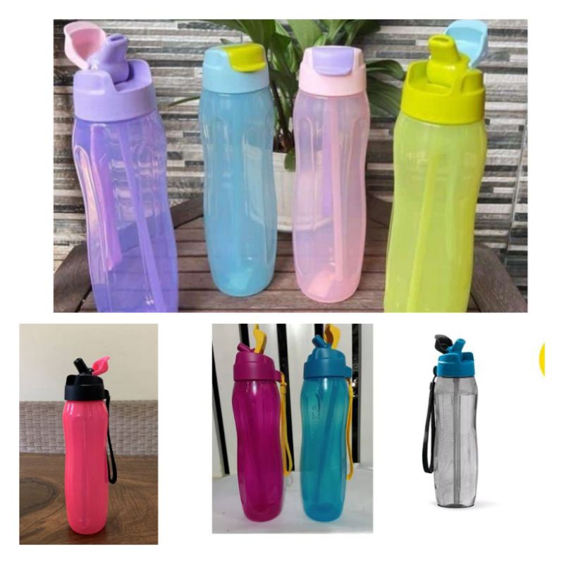 Jual eco bottle straw 750 ml tupperware botol minum sedotan promo ...