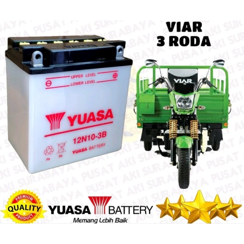 Jual Accu Yuasa 12N10 3B Aki Motor Viar Gerobak Accu Binter Mercy Thunder 250 Original | Shopee ...