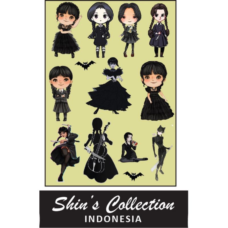 Jual Sticker stiker Wednesday Addams Cartoon Solo | Shopee Indonesia
