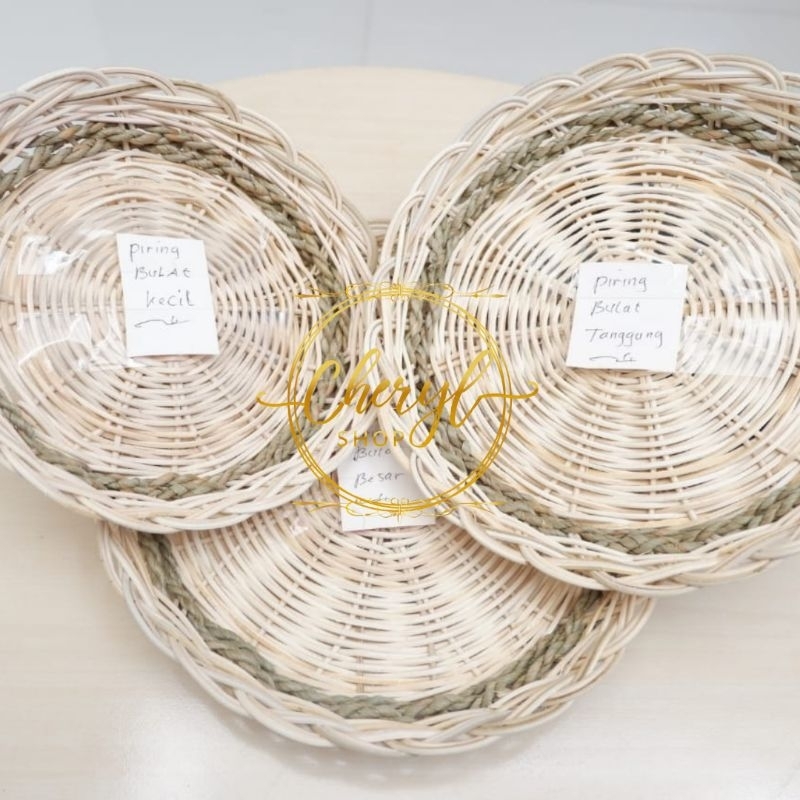 Jual PIRING ROTAN ANYAM / PIRING ROTAN ASTHETIC / PIRING ROTAN BULAT ...