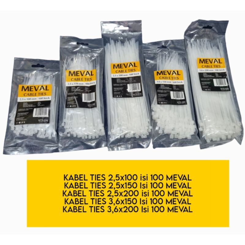 Jual KABEL TIES 2.5 x 200mm ISI 100 CABLE TIE TALI SERUT PENGIKAT MEVAL ...