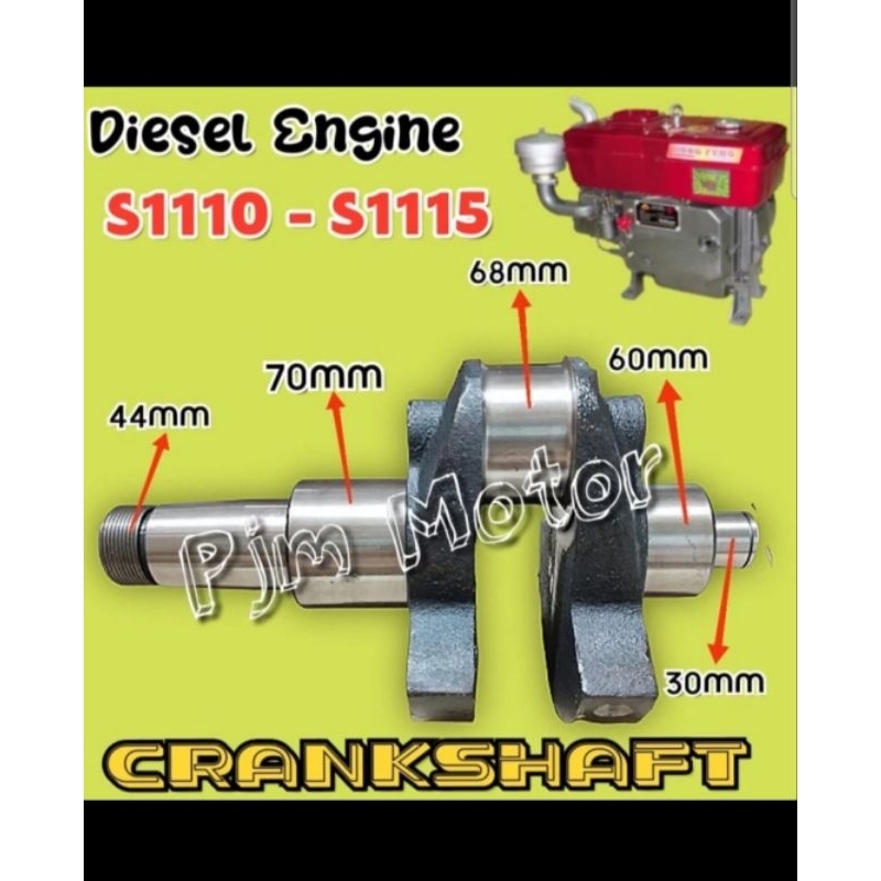 Jual S1110 CRANKSHAFT JF AS KRUK MESIN DONG FENG 20PK-24PK | Shopee ...