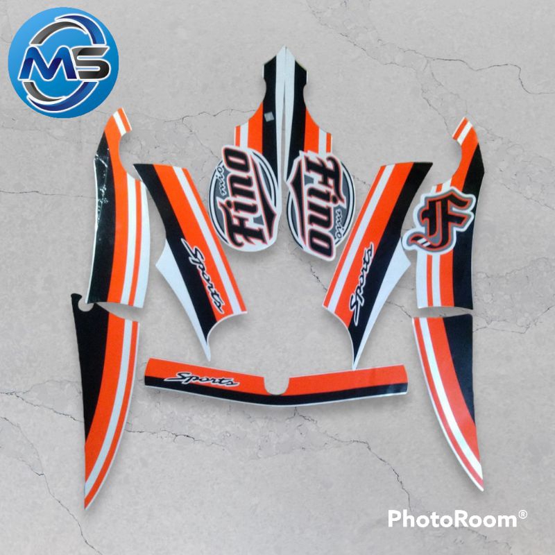 Jual Stiker Striping Motor Fino 2013 Putih Oren Sticker Lis Body ...