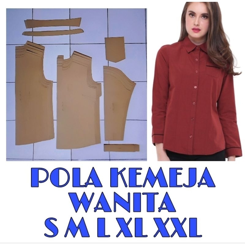 Jual pola kemeja wanita isi 5 ukuran S M L XL XXL | Shopee Indonesia